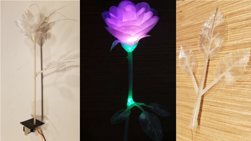 3D Printed Rose Blossoms and Lights Up When Touched | All3DP