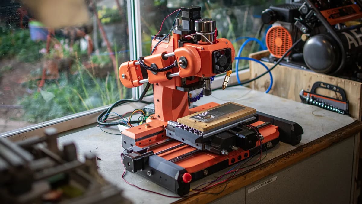 This 3D Printed CNC Mill Keeps its Concrete Mold As An Outer Shell | All3DP