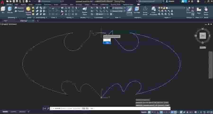 how to draw batman logo in autocad