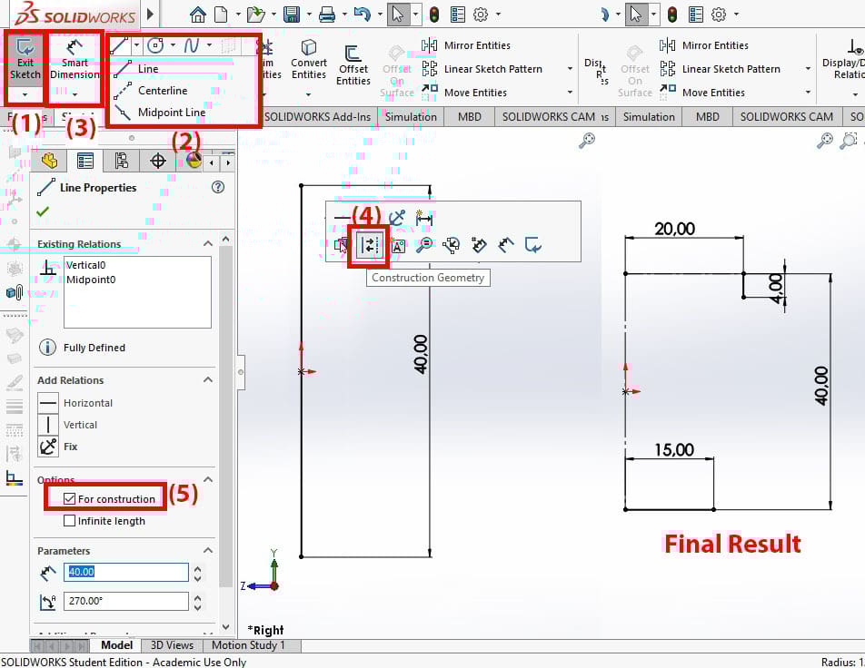 construction geometry solidworks