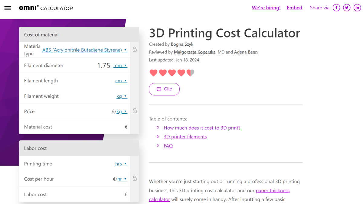 3d printer hourly rate