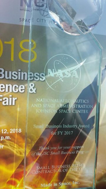 Made In Space Receives NASA’s "Small Business Prime Contractor of the ...